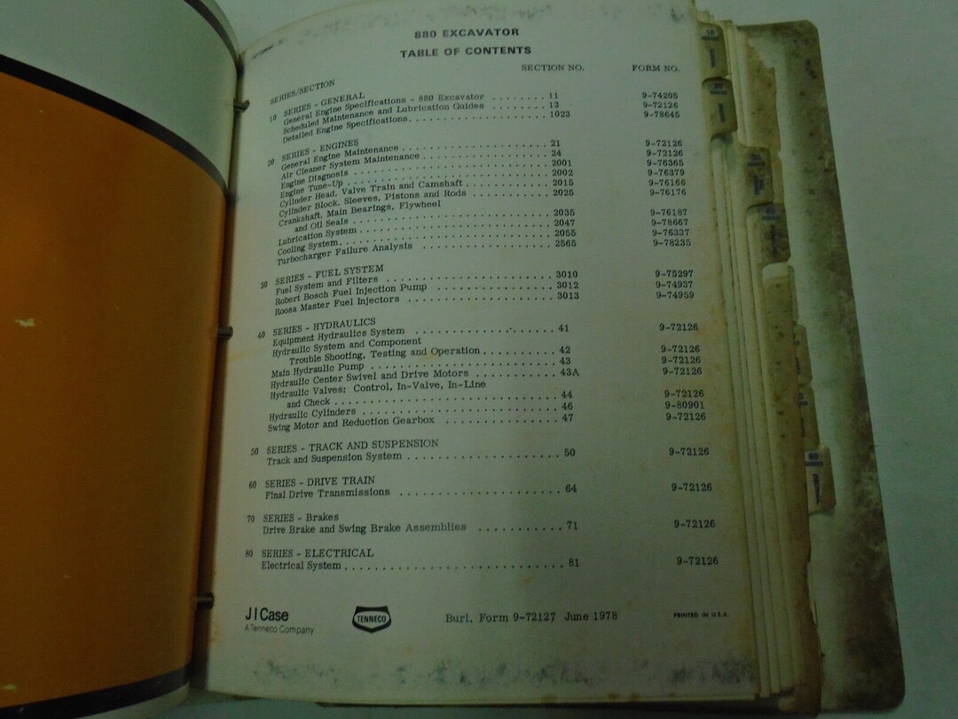 CASE 880 Excavator Service Repair Manual With Parts Catalog Set OEM ...