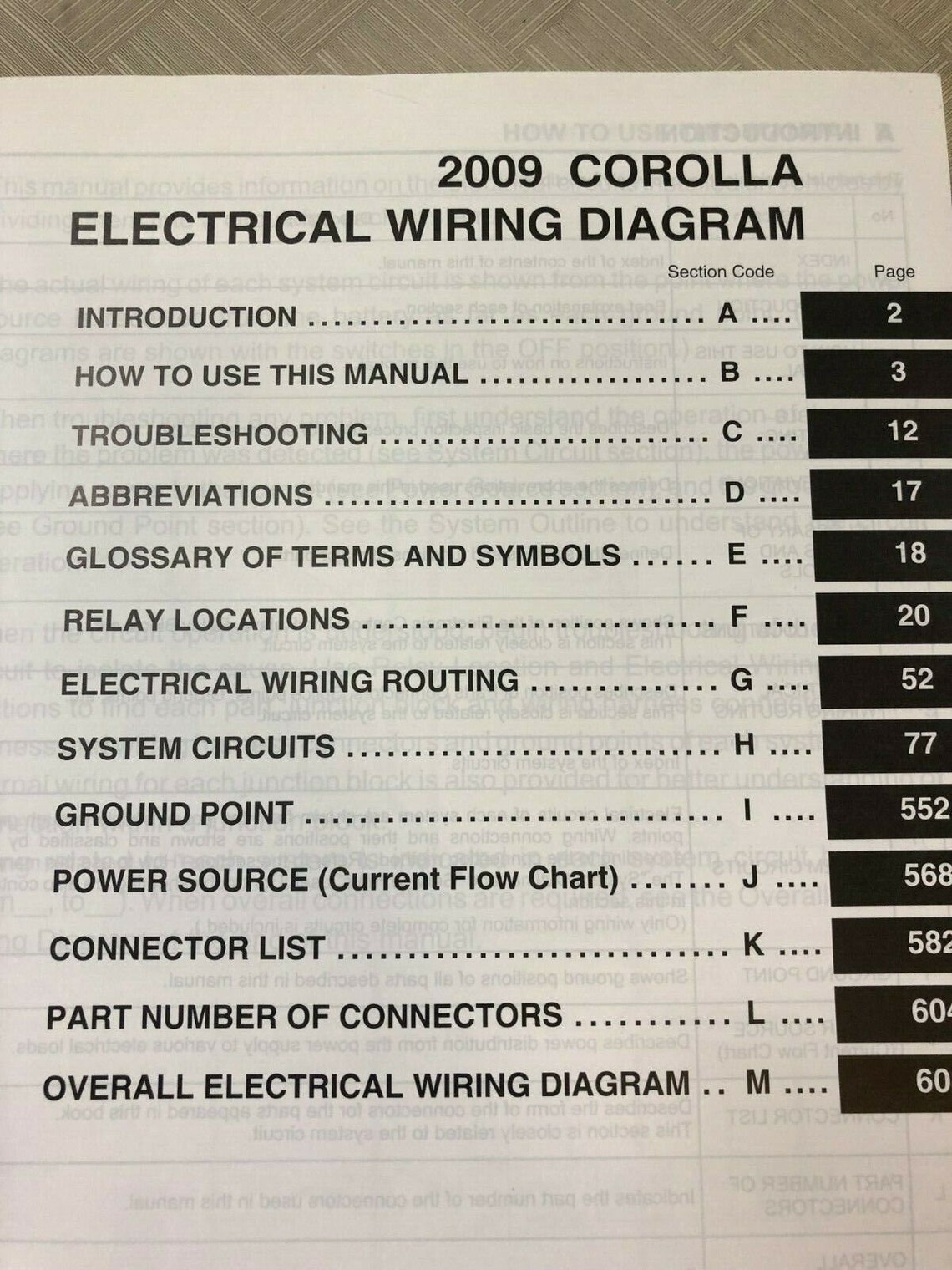 2009 Toyota Corolla Electrical Wiring Diagram Manual OEM EWD - Etsy