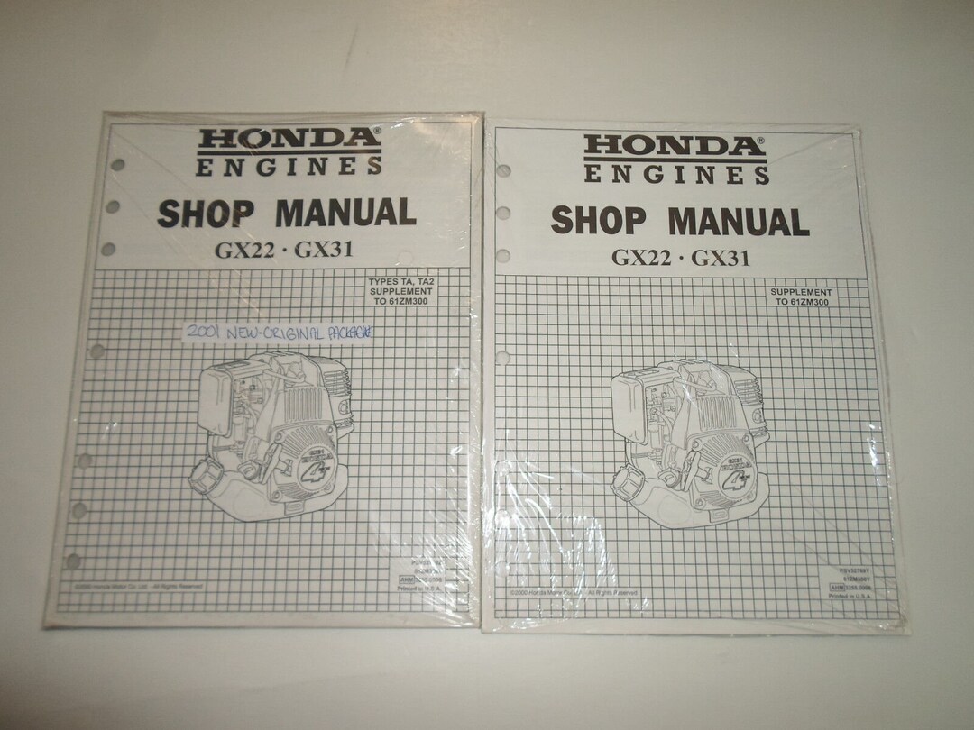 2001 Honda Engines Gx22 Gx31 Shop Service Supplement Manual New Types ...