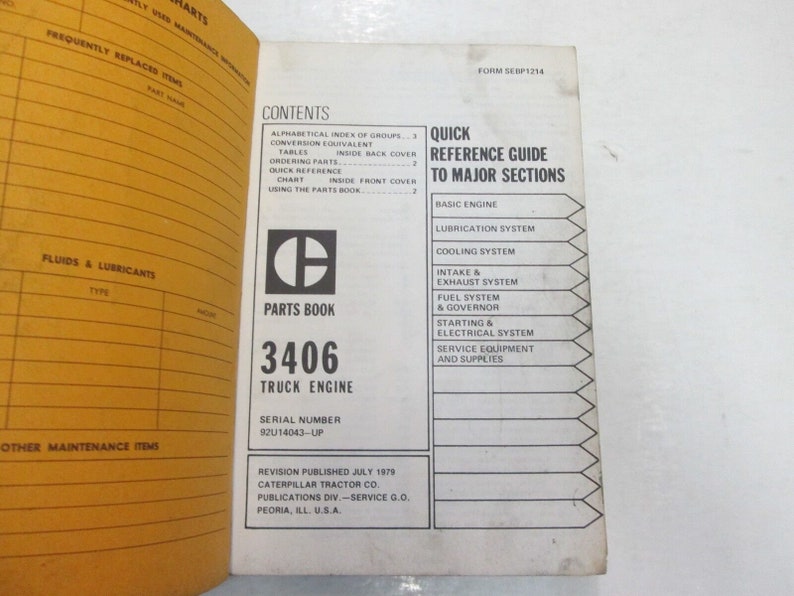 Caterpillar 3406 Truck Engine Serial Numbers 92U14043-UP Parts - Etsy