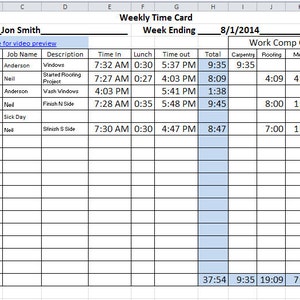 Weekly Time Card Calculator - Etsy