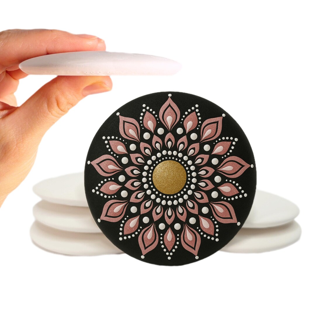 Thin 6-pack 3” Handmade Plaster Stones – Smooth Flat-back Craft Rocks ...