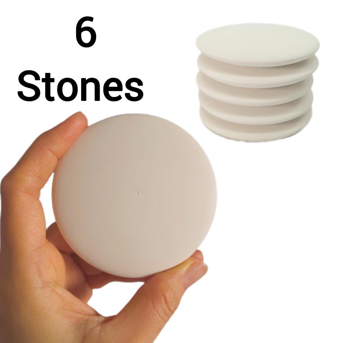 Thin 6-pack 3” Handmade Plaster Stones – Smooth Flat-back Craft Rocks ...