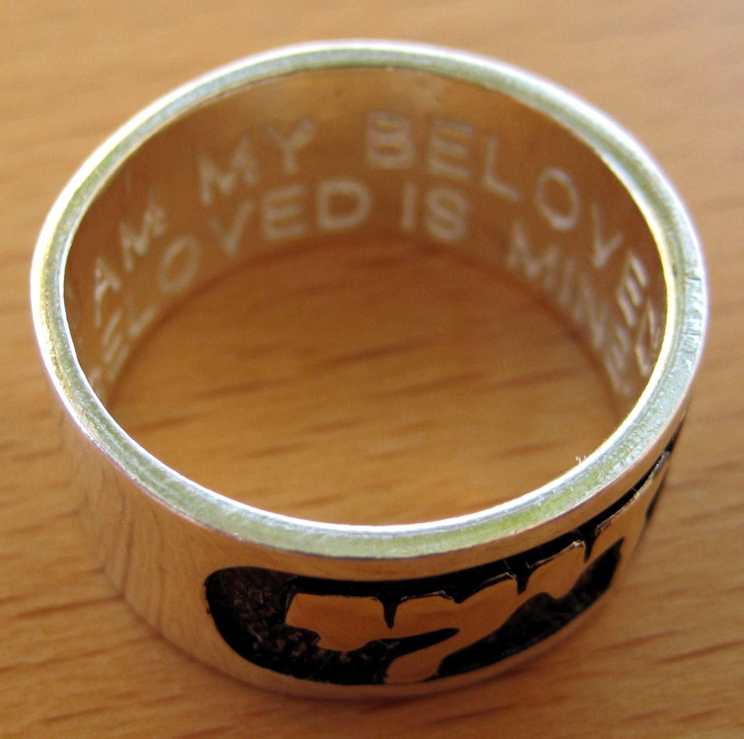 I Am My Beloved's Ring- Gold & Silver Oxidized - Etsy