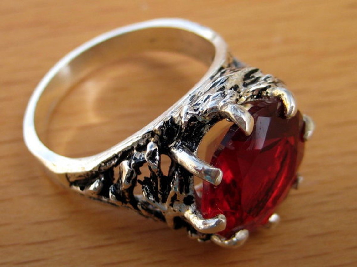Ruby Crown Of Thorns Ring Etsy