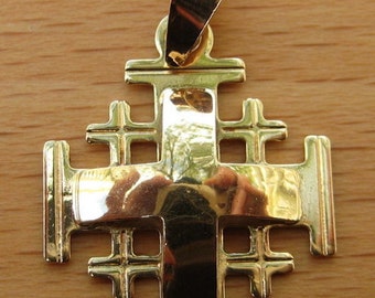 18k Gold Jerusalem Cross - Etsy