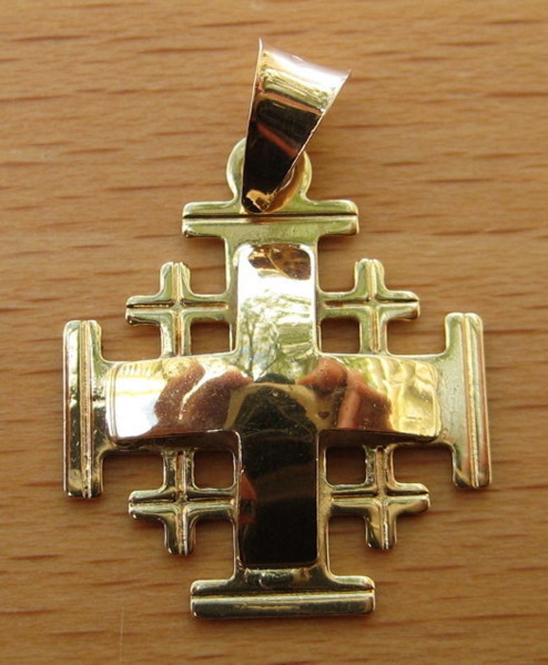 18K Gold Jerusalem Cross - Etsy