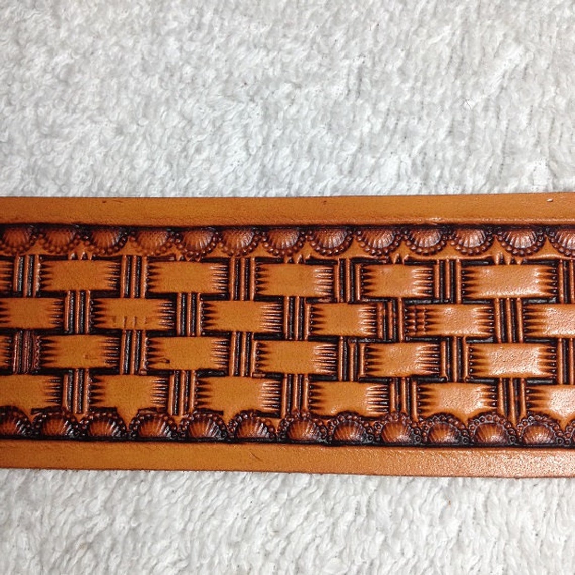 Hand Tooled Western Belt With Basket Weave Pattern Style 15. - Etsy