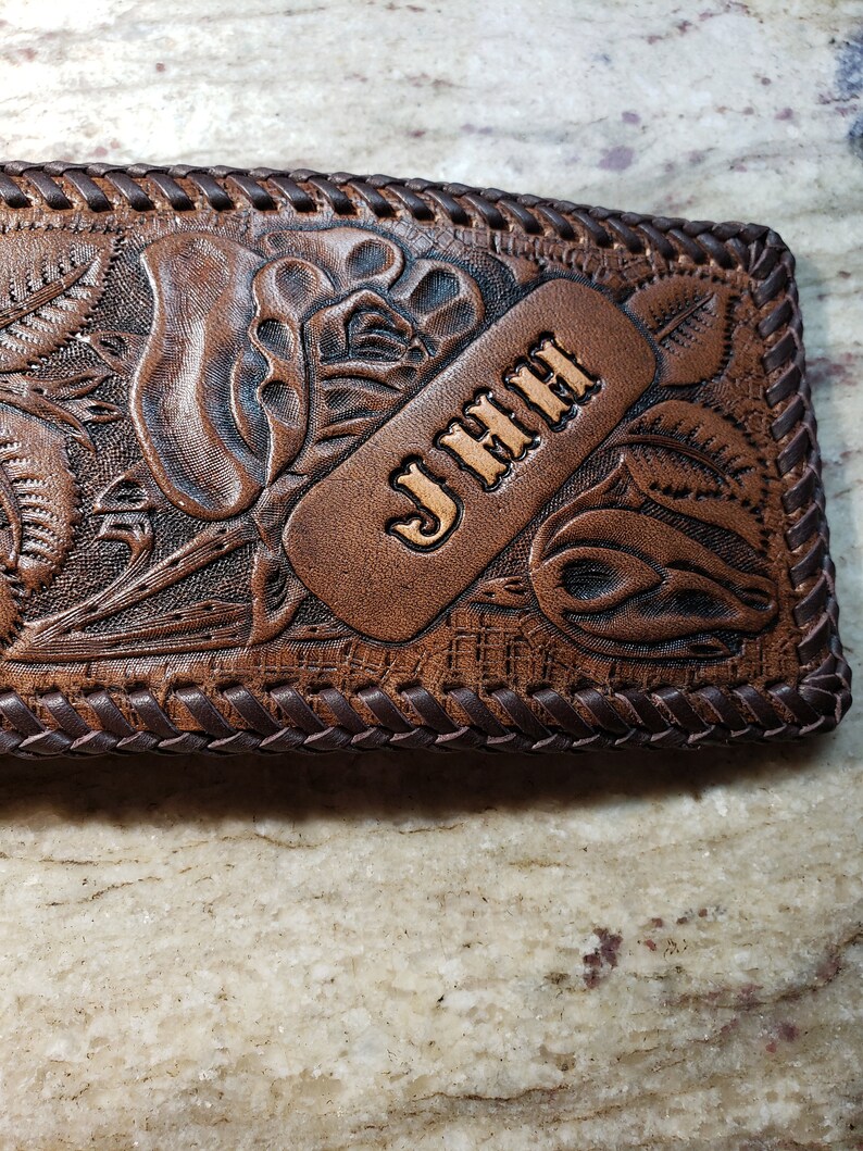 Hand Tooled Rose Pattern Wallet 3 - Etsy