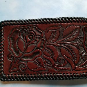 Hand Tooled Rose Leather Wallet With Initials - Etsy