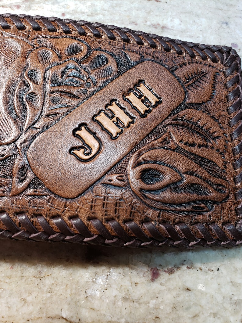 Hand Tooled Rose Pattern Wallet 3 - Etsy