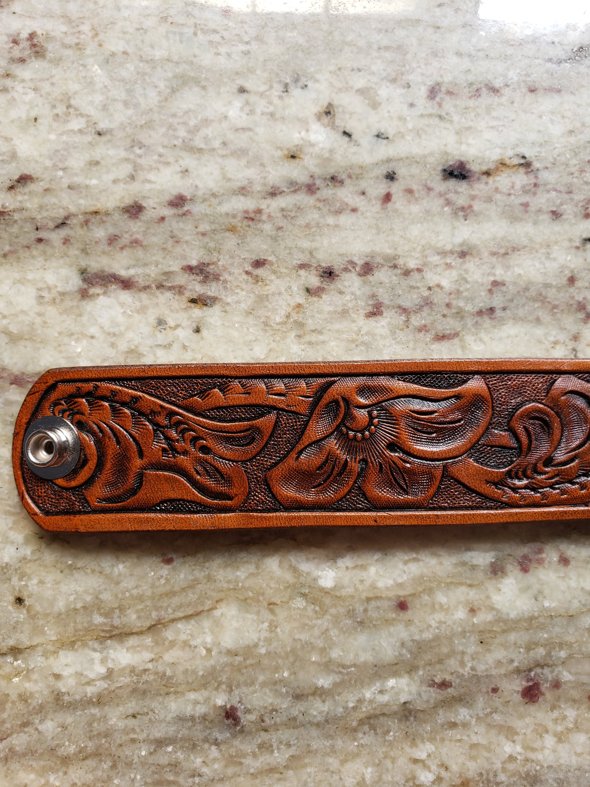 Hand Tooled Leather Wrist Band. - Etsy