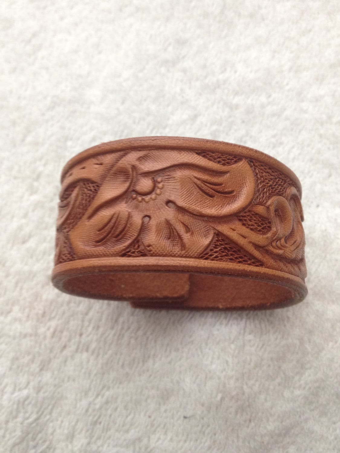 Hand Tooled Leather Wrist Band. - Etsy