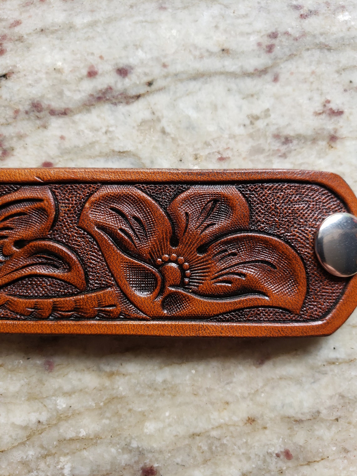 Hand Tooled Leather Wrist Band. | Etsy