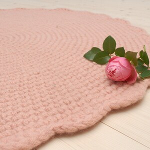 Pink Rug Round Crochet Wool Rug - Nursery Rug Baby Girl Room Big Pink ...