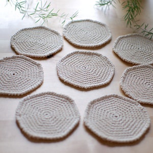 Cotton Coasters Crochet Octagon Table Doilies - Drink Coasters Natural ...