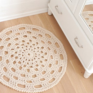 Round Rug Crochet Cotton Rope, Natural Oversized Doily Rug Deck Decor ...