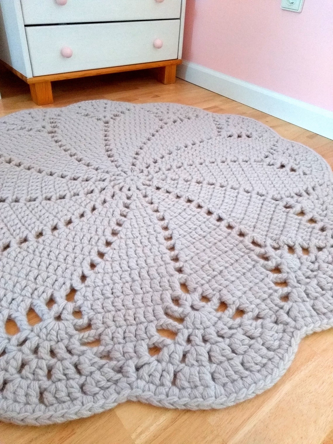 Round Crochet Doily Rug Wool Felt Oversized Boho Doily Rug - Etsy