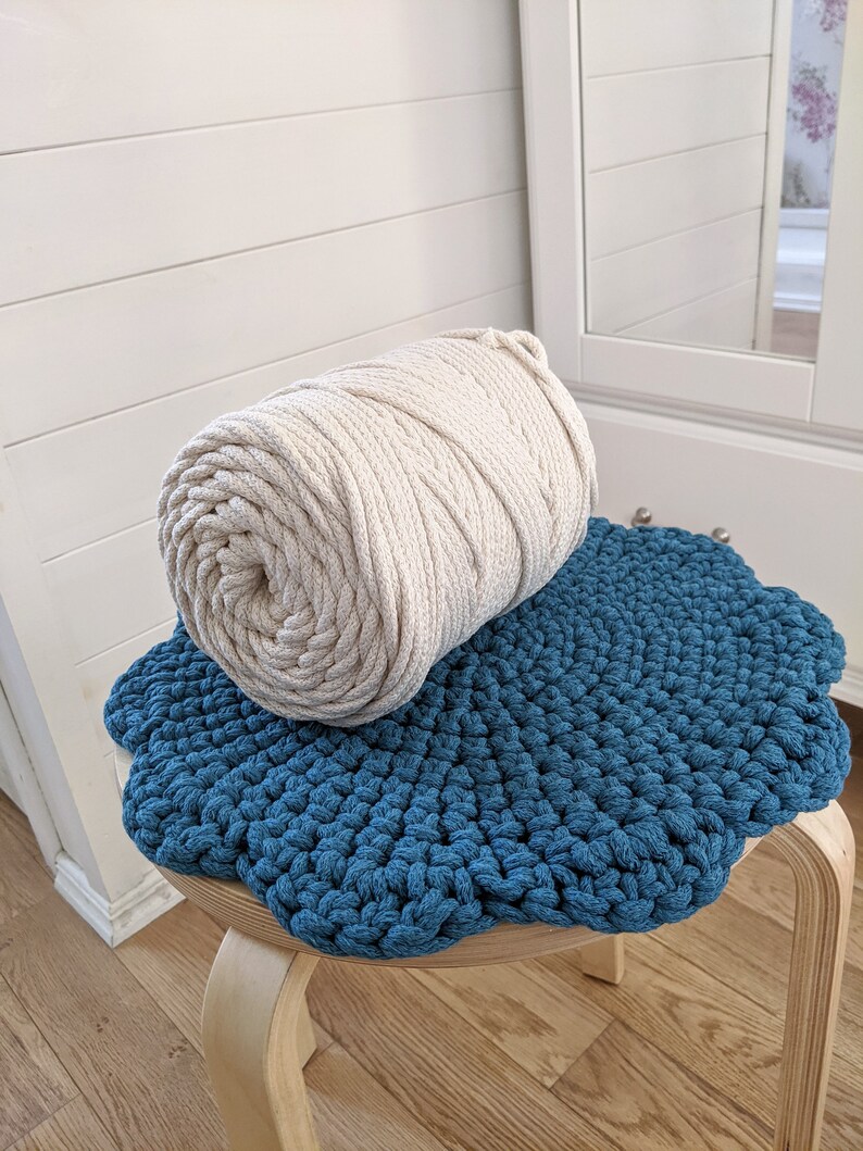 Boho Chair Pad Cushion Recycled Cotton Rope Crochet Cushion - Etsy