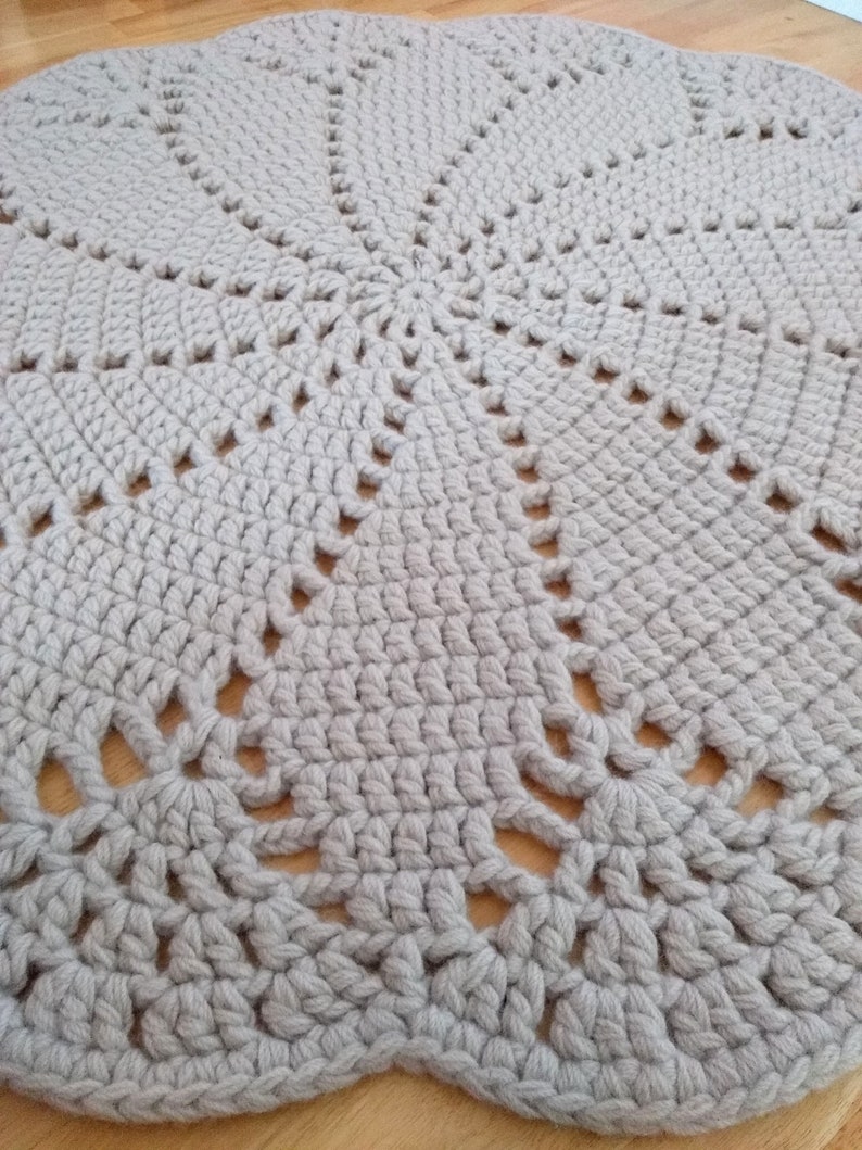 Round Crochet Doily Rug Wool Felt Oversized Boho Doily Rug | Etsy