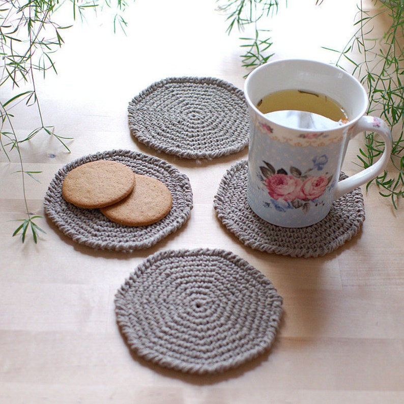 Linen Coasters Crochet Octagon Table Doilies Drink Coasters - Etsy