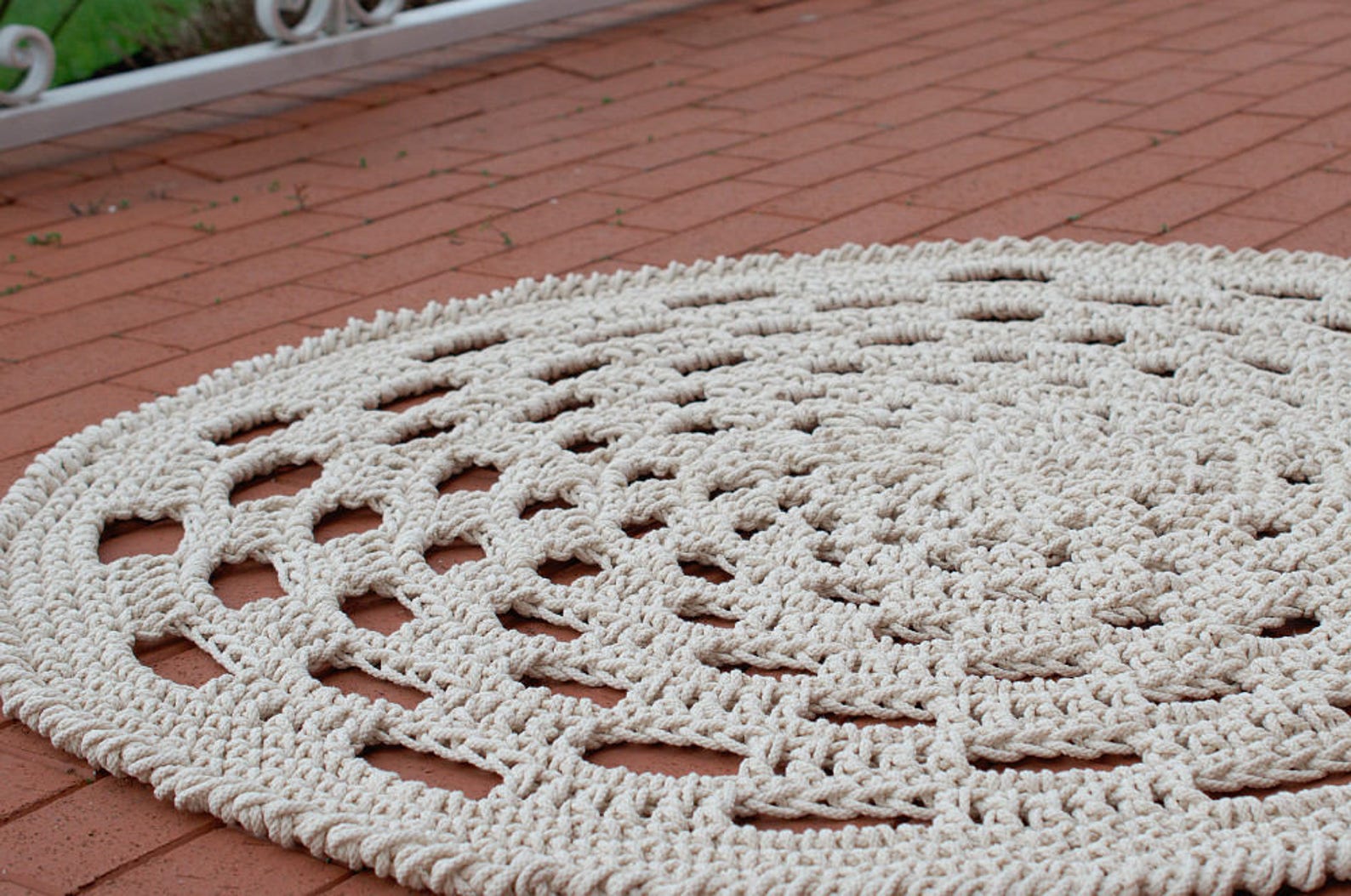 Crochet carpet Big Round Rug Boho cotton rope crochet rug | Etsy