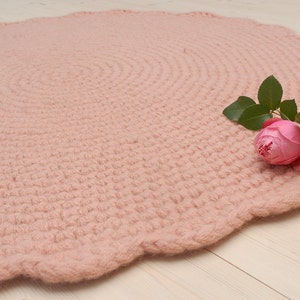 Pink Rug Round Crochet Wool Rug - Nursery Rug Baby Girl Room Big Pink ...