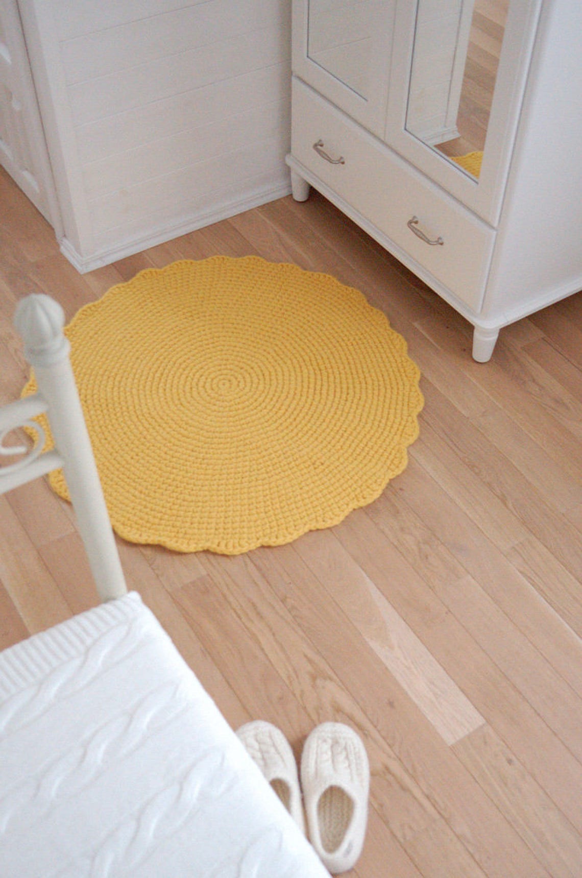 Yellow Rug Round Crochet Wool Rug Nursery Sun Rug Knit Rug - Etsy