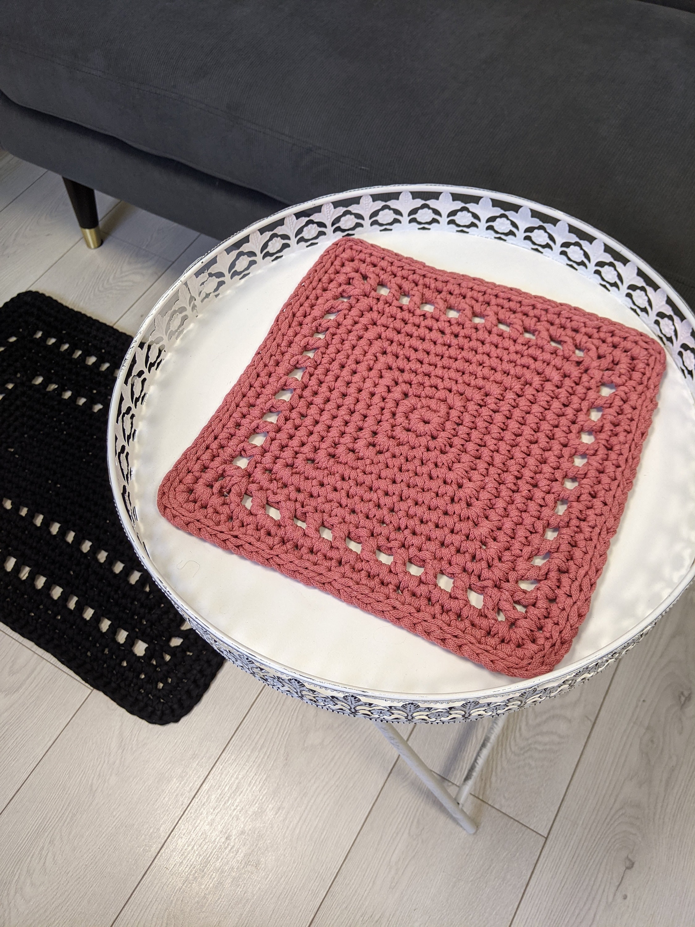 Square placemats crochet retro Cotton crochet rustic | Etsy