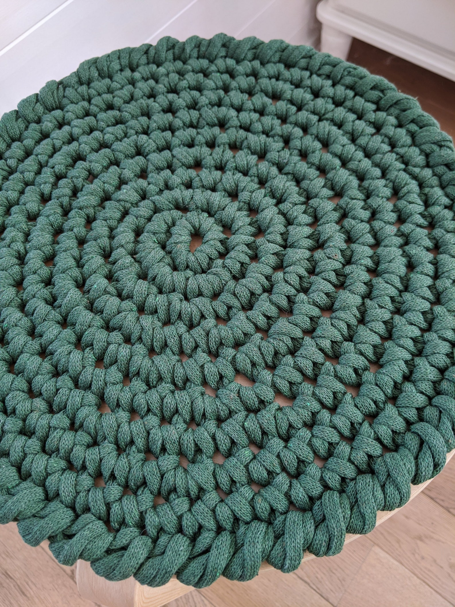 Round Red Chair Pads Crochet Red Green Seat Cushions Floor | Etsy