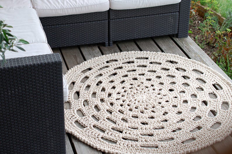 Crochet carpet Big Round Rug Boho cotton rope crochet rug | Etsy