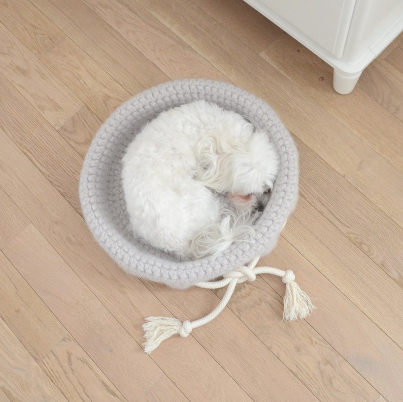 Wool Pet Bed With Cotton Rope Tassels Crochet Dog Beds - Etsy