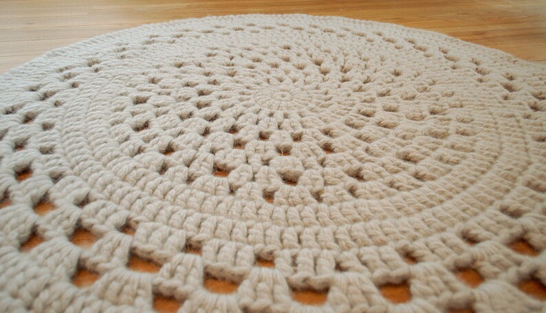Grey Round Retro Rug Wool Crochet Oversized Boho Doily Rug - Etsy