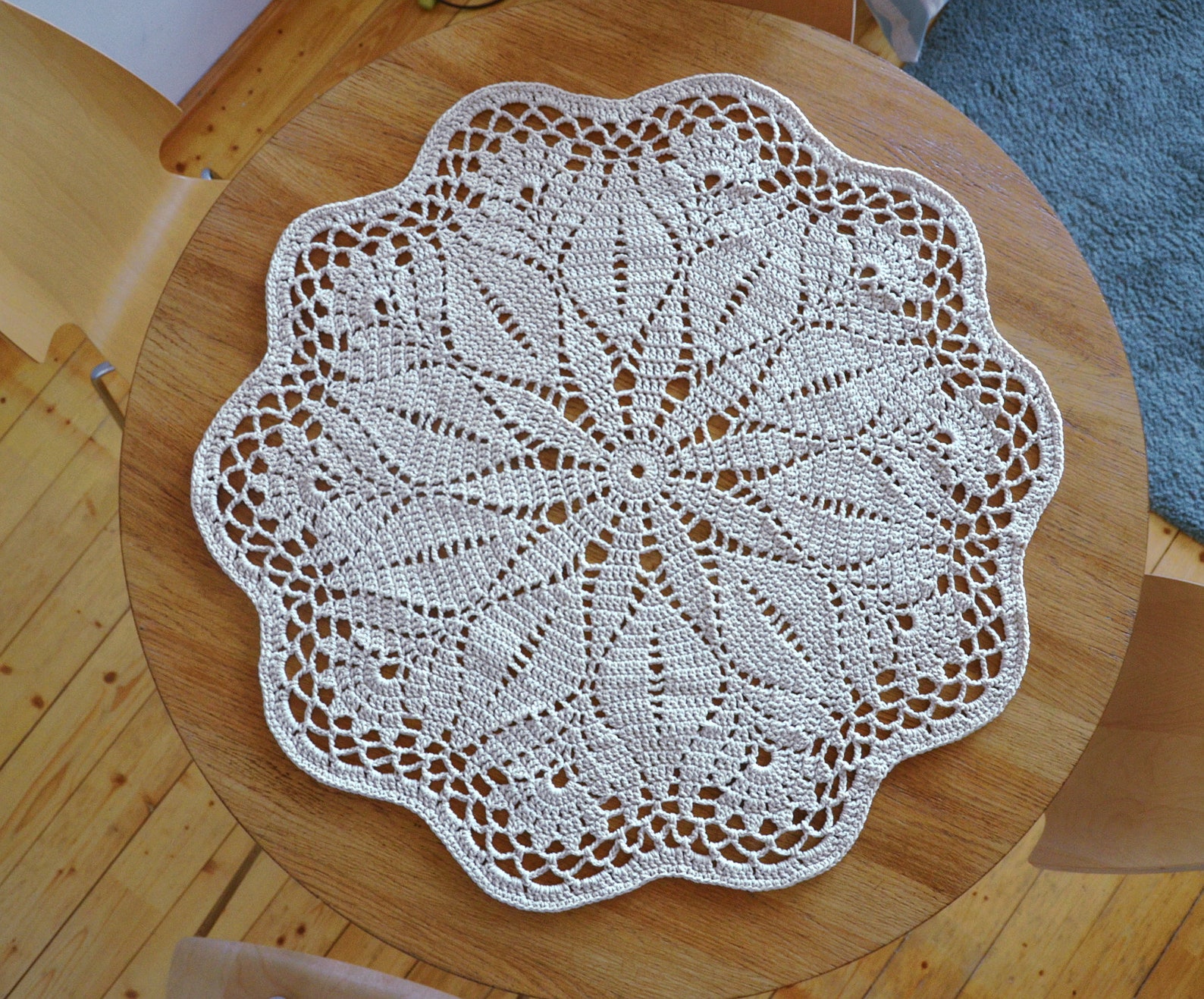 Round crochet big doily table mat | Etsy