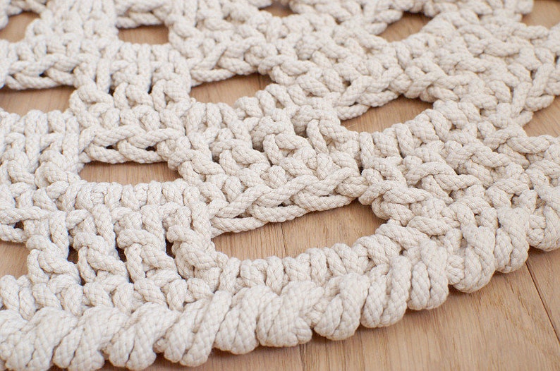 Round rug crochet cotton rope Natural oversized doily rug | Etsy