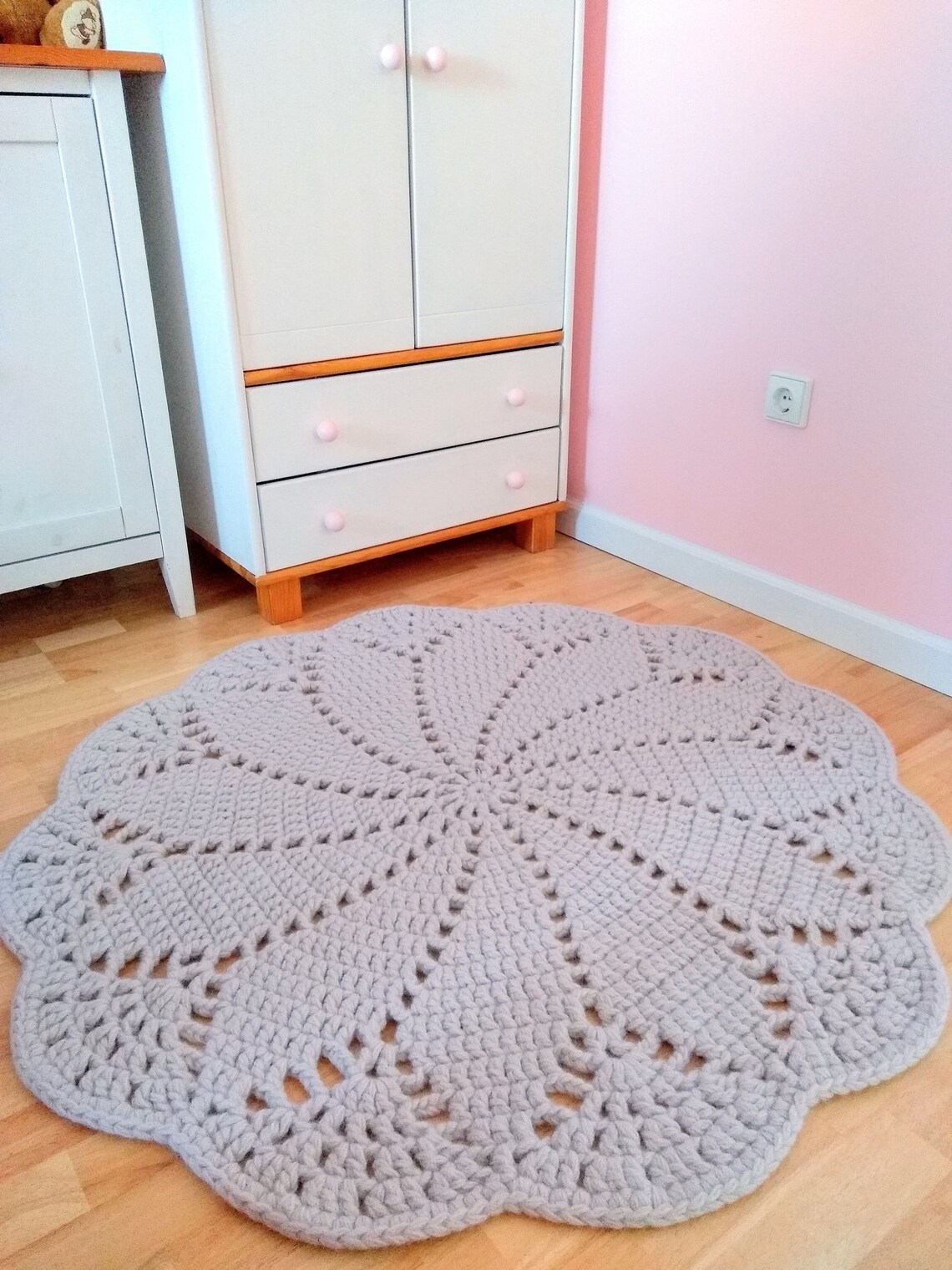 Round Crochet Doily Rug Wool Felt Oversized Boho Doily Rug | Etsy