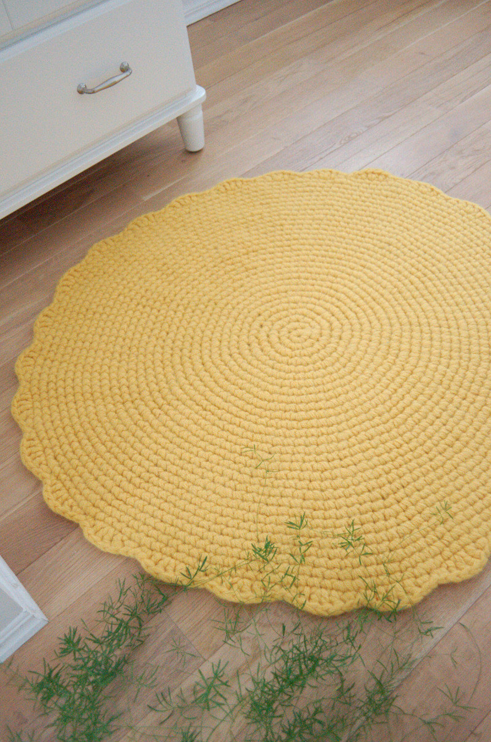 Yellow Rug Round Crochet Wool Rug Nursery Sun Rug Knit Rug - Etsy