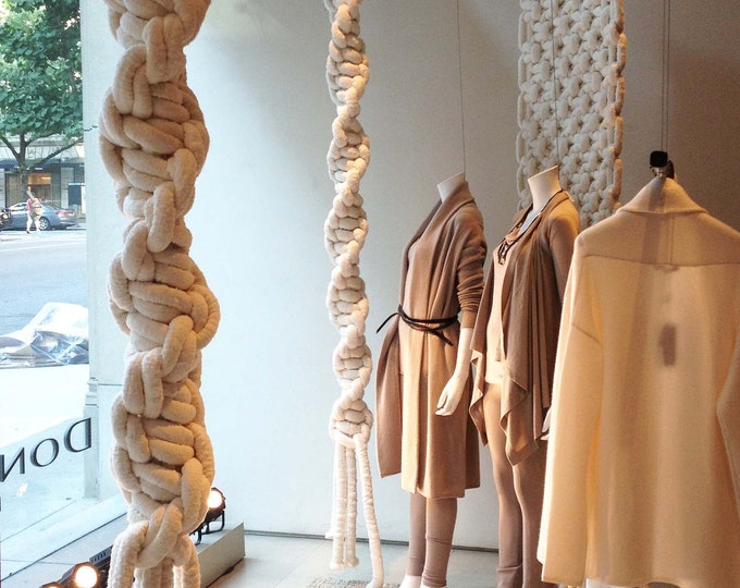 Set of 3 Extra Large Macramé Wall Hanging Sculptures Large Scale White ...