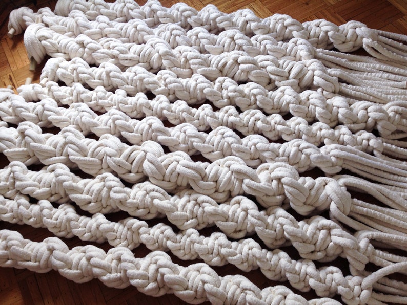 Set of 3 Extra Large Macramé Wall Hanging Sculptures Large Scale White ...