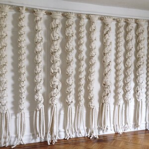 Set of 3 Extra Large Macramé Wall Hanging Sculptures Large Scale White ...