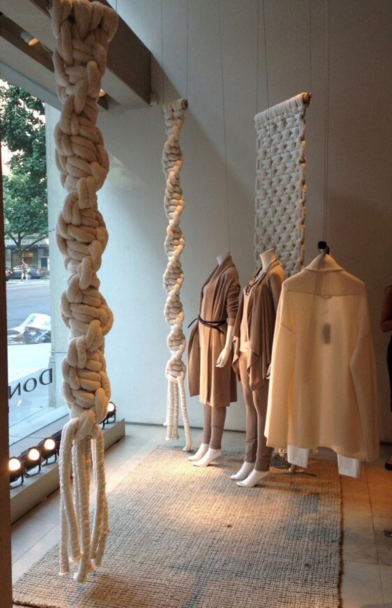 3 Extra Large Lanyard Knot Window Display Set of 3 Large Scale Macramé ...