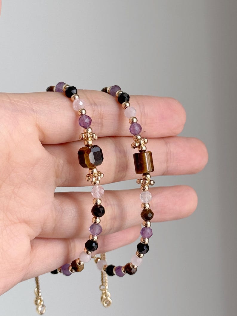 Empath Protection Bracelet｜black Tourmaline, Rose Quartz, Amethyst ...