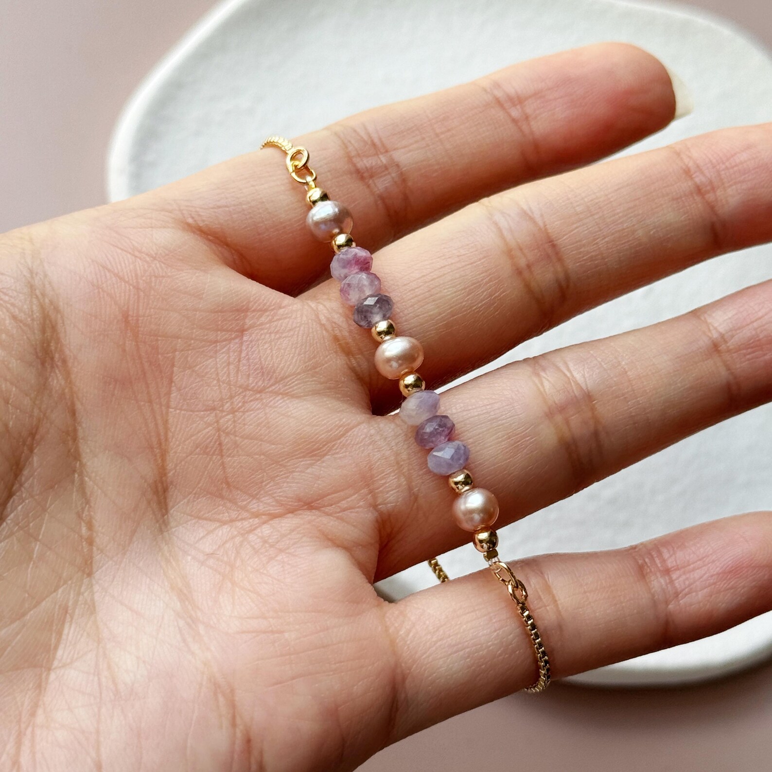 Tourmaline Pearl Protection Bracelet14kgf Adjustable Bracelethealing ...