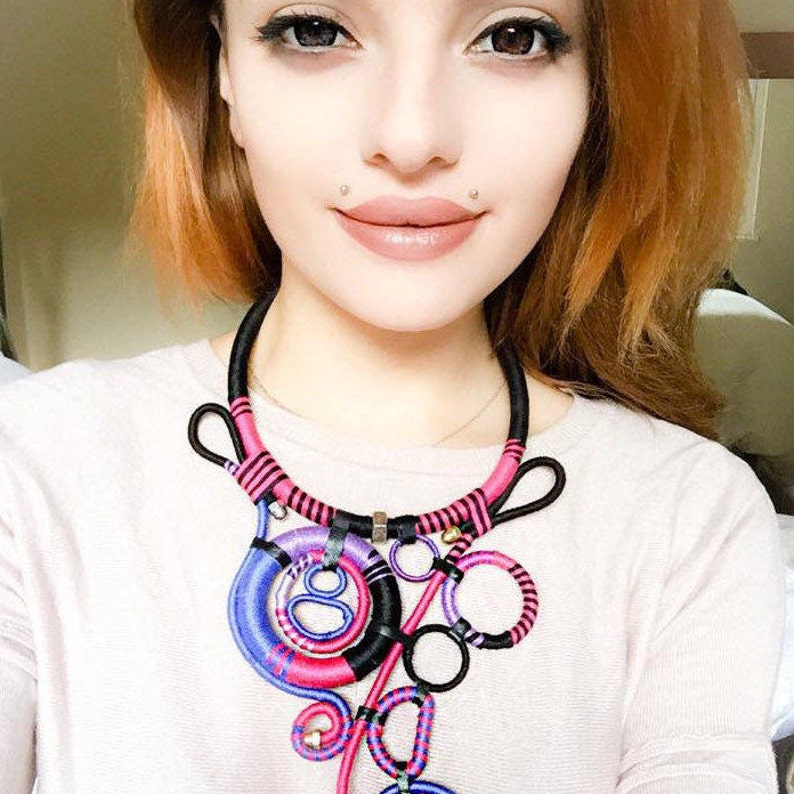 ELLA Statement Thread and Hardware Necklace / Tribal - Etsy