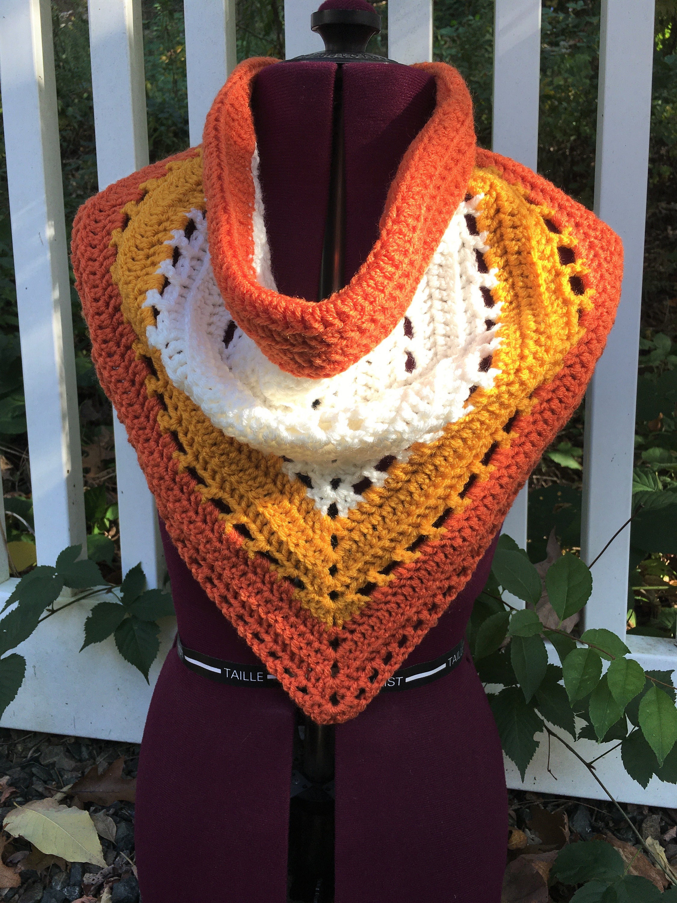 Triangle Cowl Bandana Cowl Handmade Crochet Cowl Candy Corn Fall Colors ...