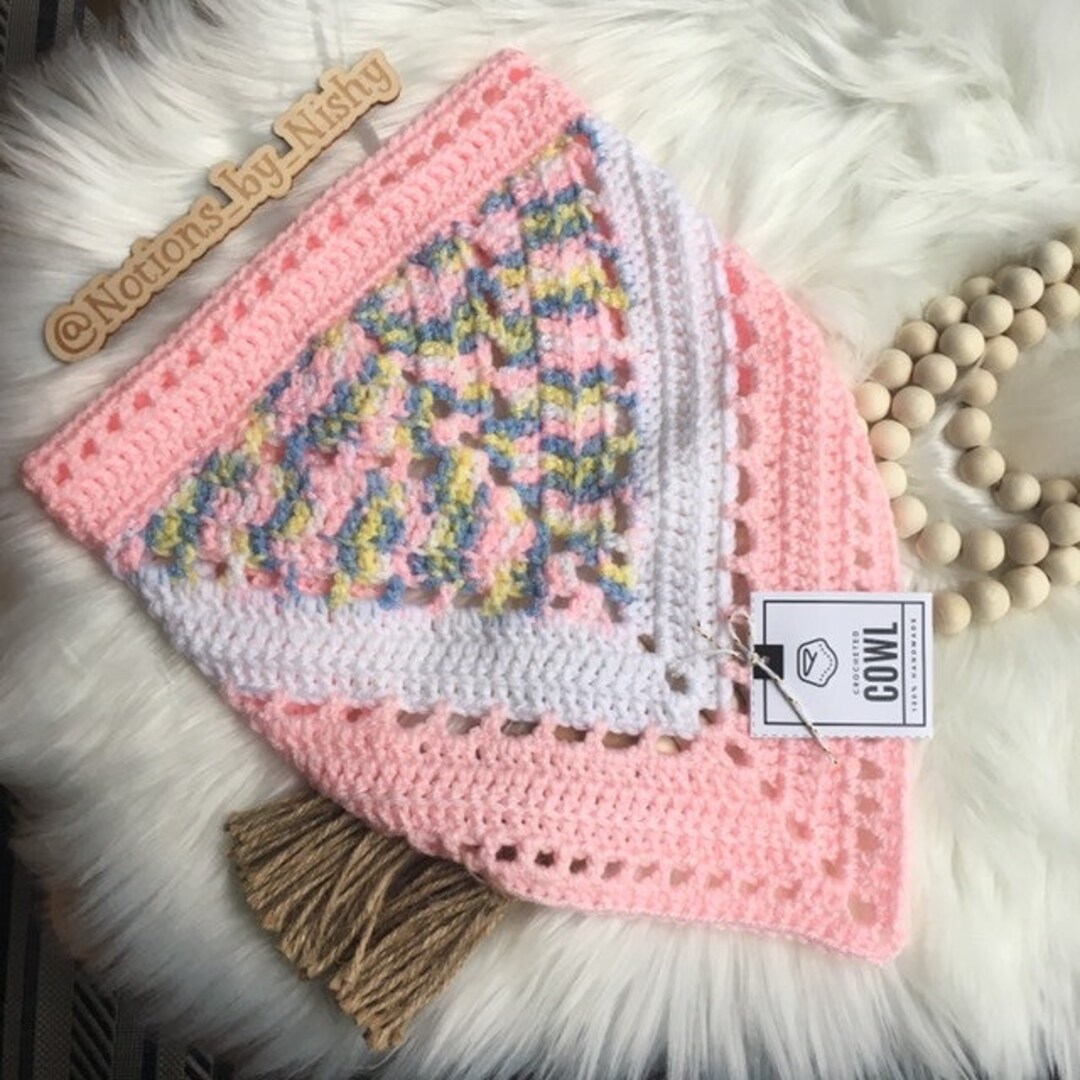 Triangle Cowl - Bandana Cowl - Handmade Crochet Cowl - Multi-colored ...
