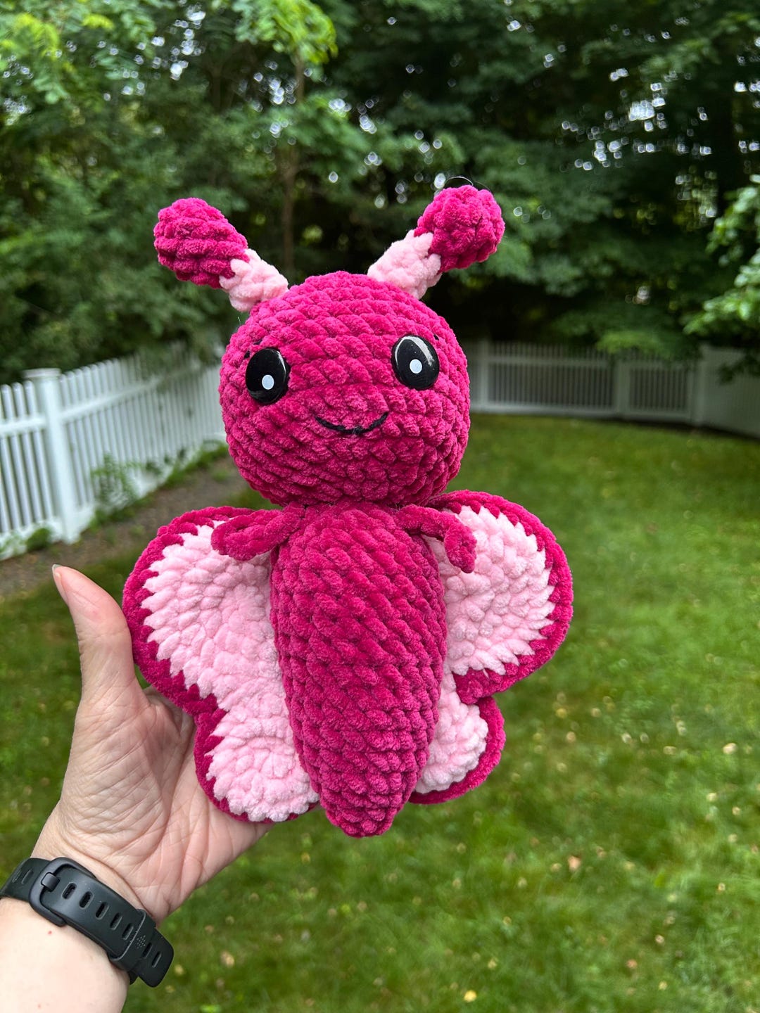 Crochet Butterfly Plushie: Raspberry Pink Amigurumi - Etsy