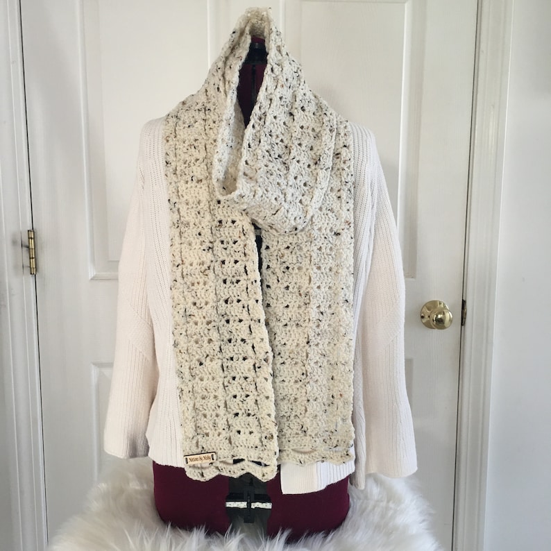 Plush Long Rectangular Scarf Handmade Crochet Neutral - Etsy