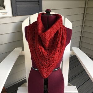 Triangle Cowl Handmade Crochet Cowl Cranberry Red Fall/winter Accessory ...