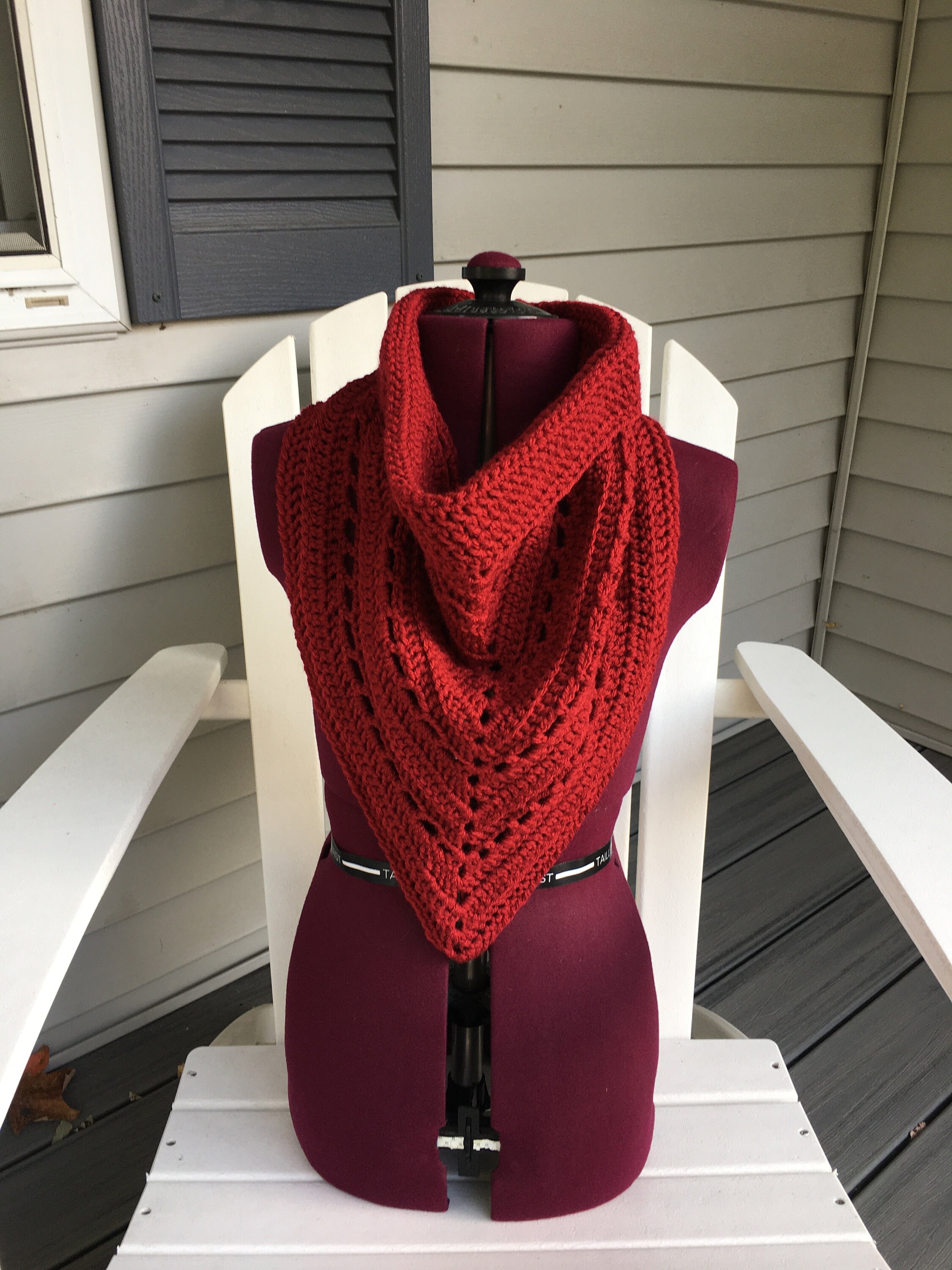 Triangle Cowl Handmade Crochet Cowl Cranberry Red Fall/winter Accessory ...